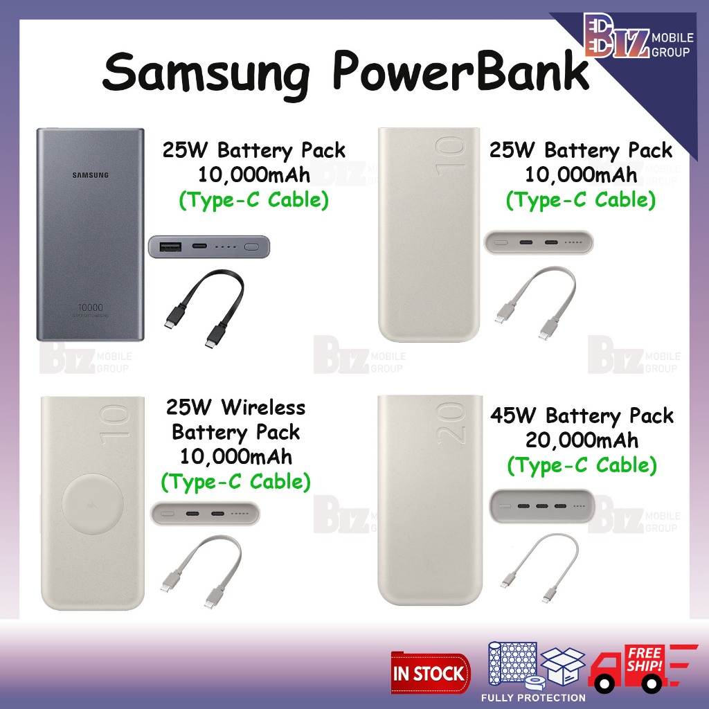 SAMSUNG BATTERY PACK 25W 45W POWERBANK 10,000mAh 20,000MAh Powerbank ...