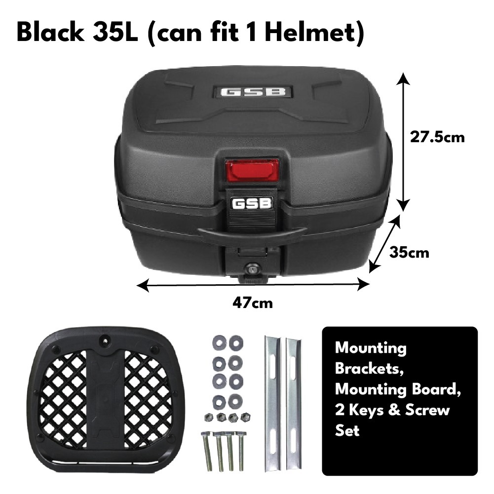 Motor GSB Box 47L Motorcycle Givi Top helmet Box Trunk Motorsikal Kotak ...