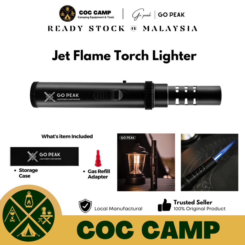 Go Peak Jet Flame Torch Lighter Black Camping Outdoor Camp Fire ...