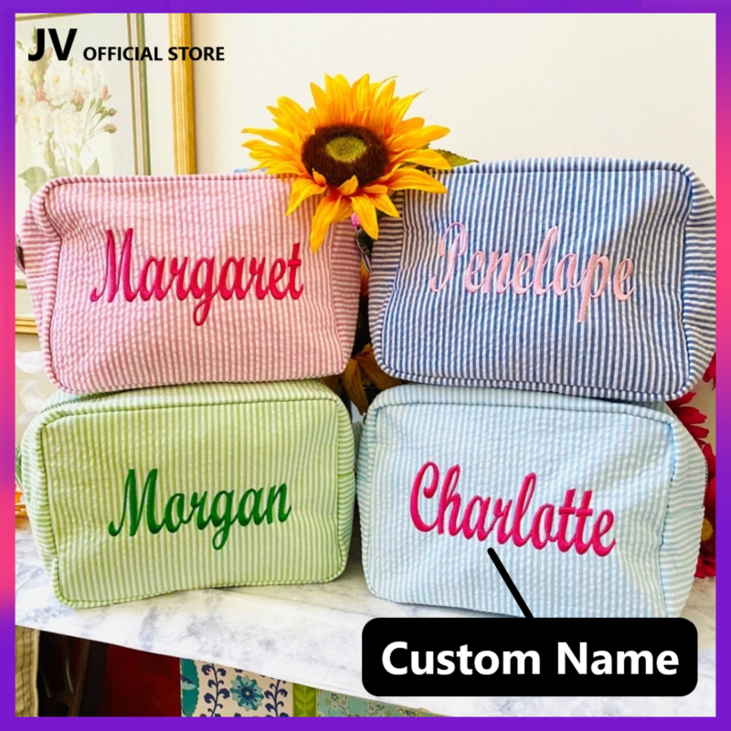🔥 READY STOCK 🇲🇾🔥 Personalized Embroidery Name Cosmetic Bag / Sulam ...