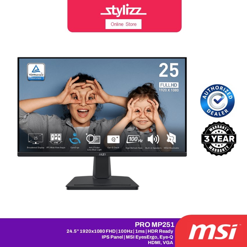 MSI PRO MP251 E2 BUSINESS AND PRODUCTIVITY MONITOR - 24.5" FHD IPS ...