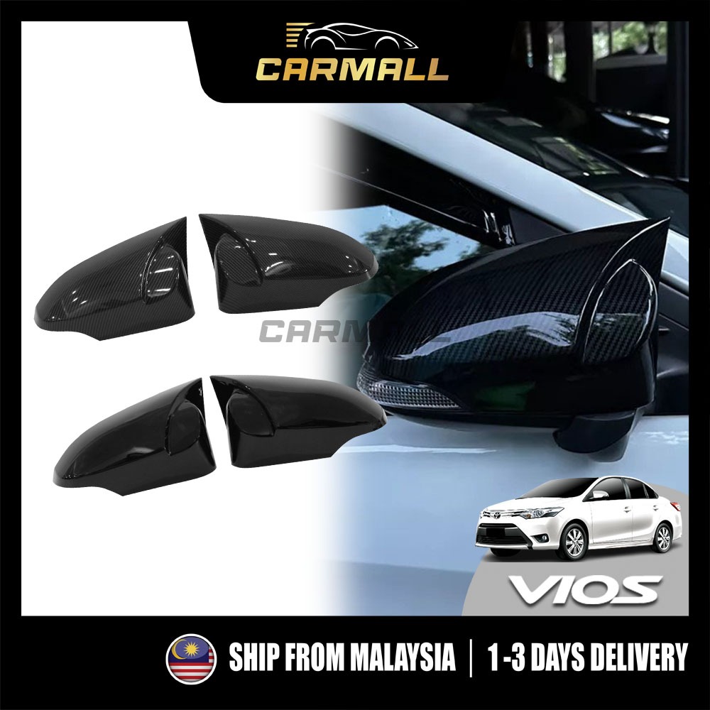 Toyota Vios (3rd Gen) Side Mirror Carbon Black Horn Type Cover Stick ...