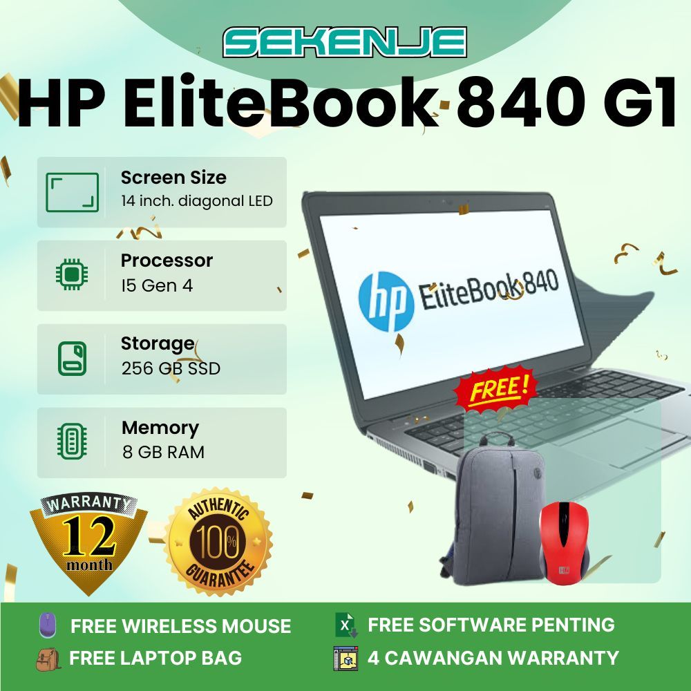 HP EliteBook 840 G1 Intel i5 4th Gen 8GB RAM 256GB SSD Windows 10 ...