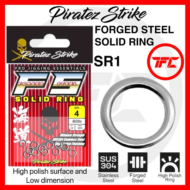 Piratez Strike Forged Steel SUS304 Solid Ring SR-1 Stainless Steel Pro Jigging Essentials Extra ...