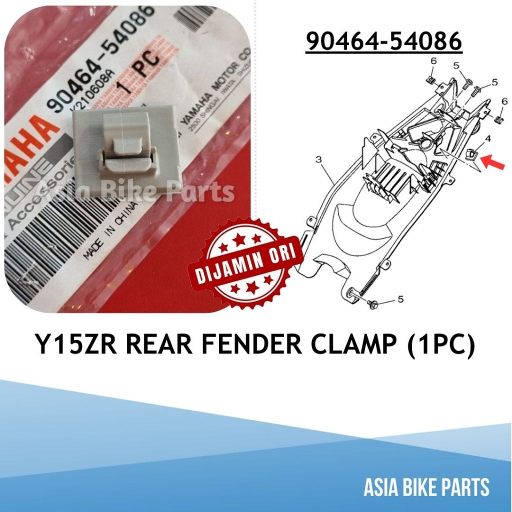 Yamaha Original Y15ZR Rear Fender Clamp Mudguard Belakang - 90464-54086 ...