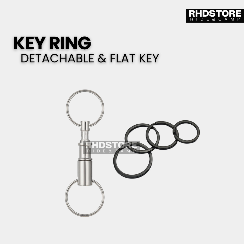 Detachable Key Ring & Flat Ring Keychain Klip Quick Draw Kunci EDC ...