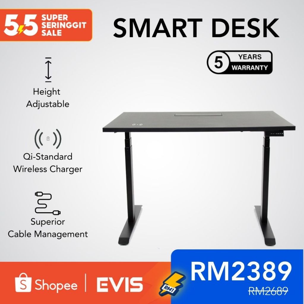 EVIS Smart Desk Electrically Height Adjustable Ergonomic Office Desk ...