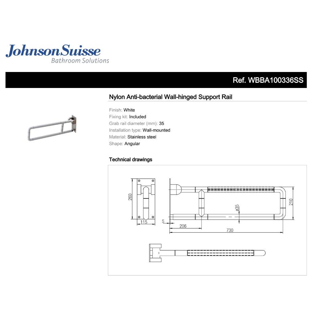 Johnson Suisse Bathroom Accessories Nylon Anti-bacterial Wall-hinged ...