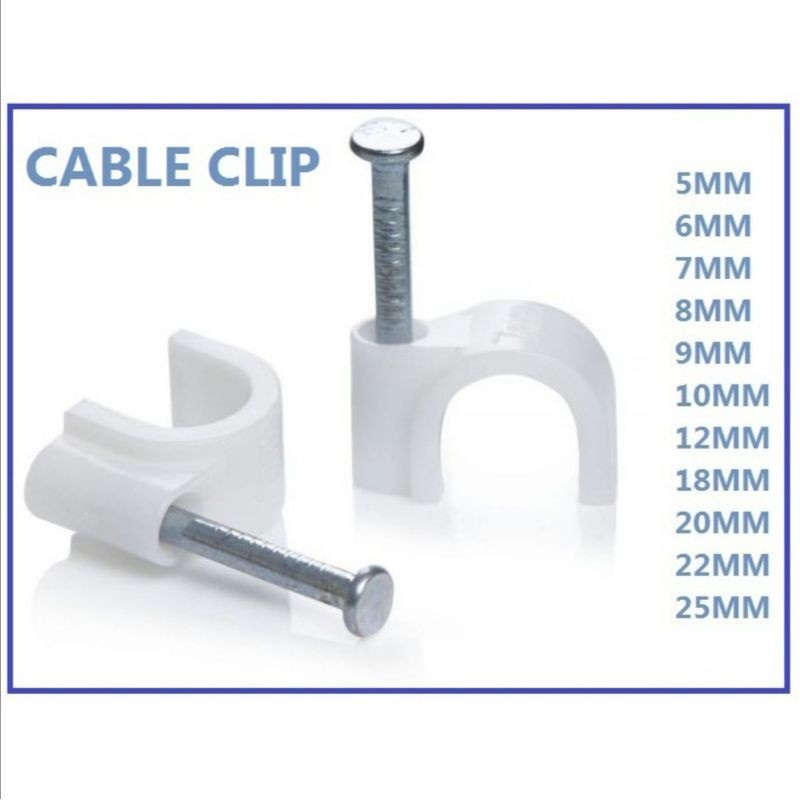 PVC Cable Clip 5mm 6mm 7mm 8mm 9mm 10mm 12mm 18mm 20mm 25mm 25mm / Cable U Clip / Wall wire clip ...