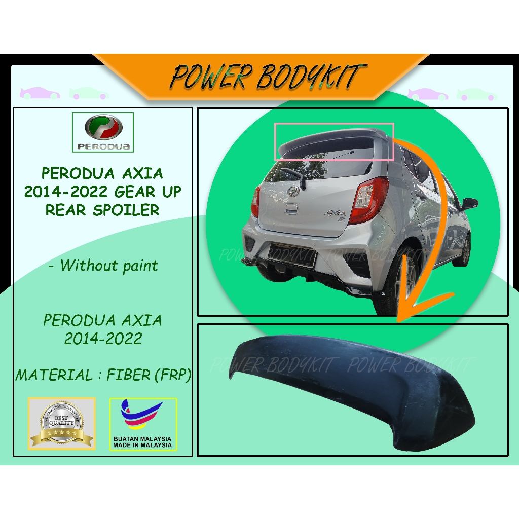 Perodua Axia 2014-2022 Gear Up Rear Spoiler 2014 2015 2016 2017 2018 ...