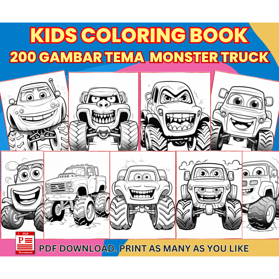 [PDF] 200+ KIDS COLOURING PAGES TEMA MONSTER TRUCK - Coloring Book For ...