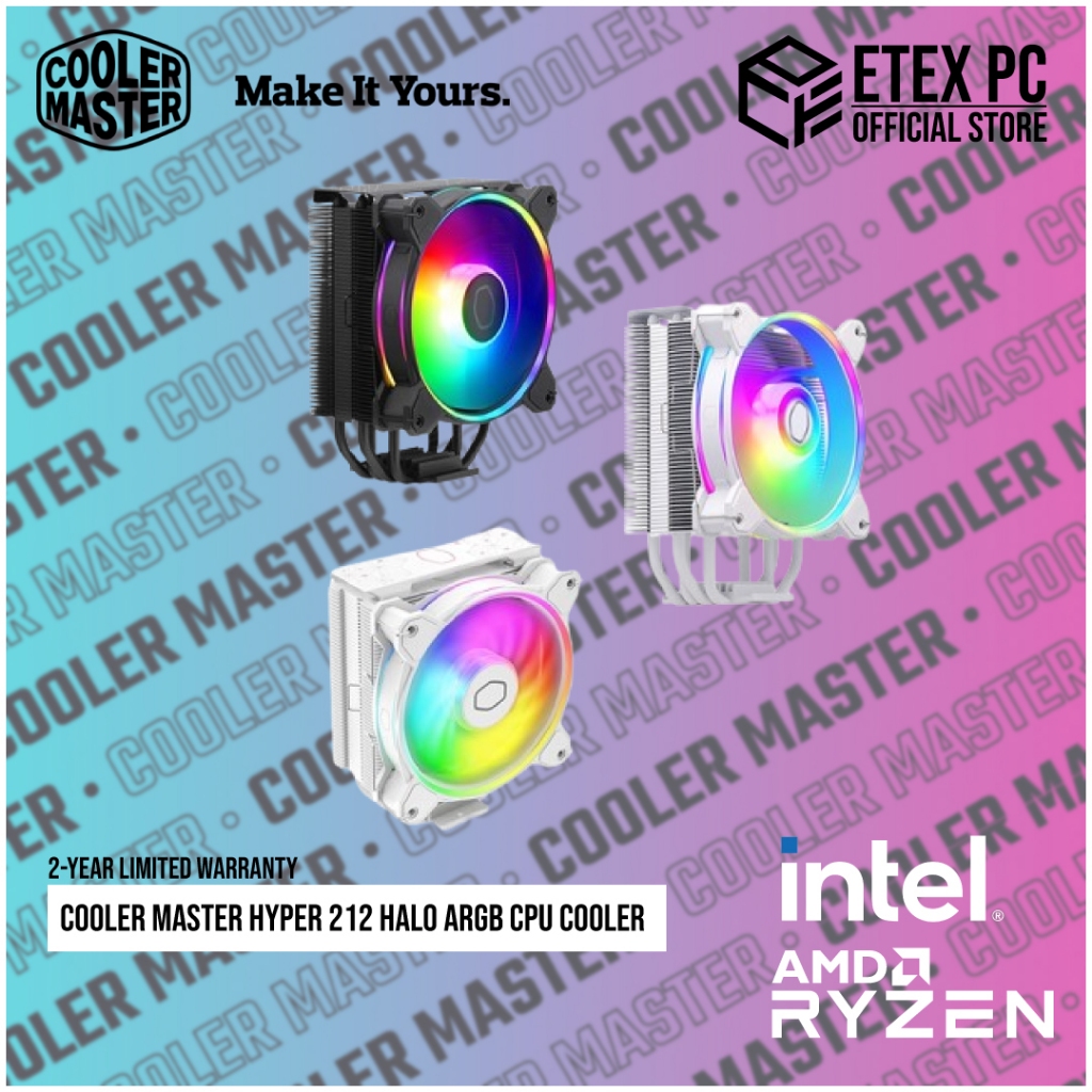 Cooler Master Hyper 212 Halo ARGB CPU Cooler - Black / White / Sakura ...