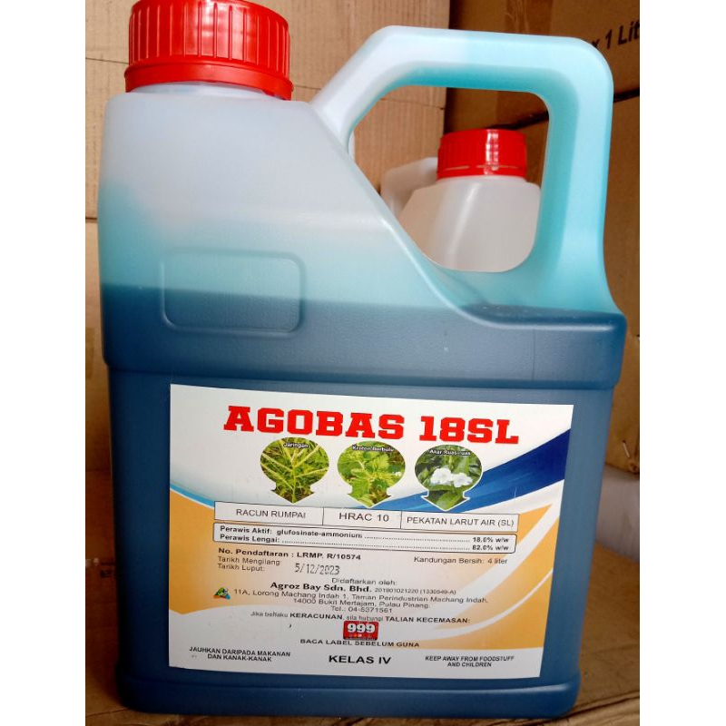 Agobas 18SL 4L Glufosinate-Ammonium 18% Herbicide Racun Rumput Rumpai ...