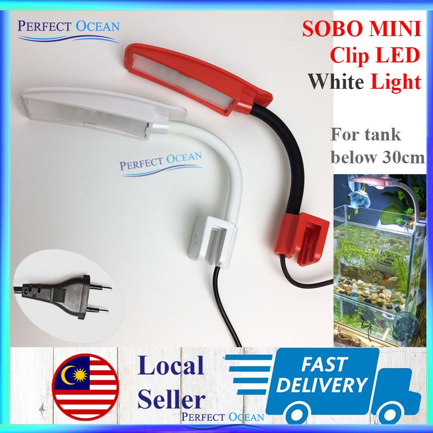 SOBO Mini Clip LED Light White 2.8w Aquarium Fish Plant Tank Lampu Putih Akuatic 🌊READY STOCK🌊 ...