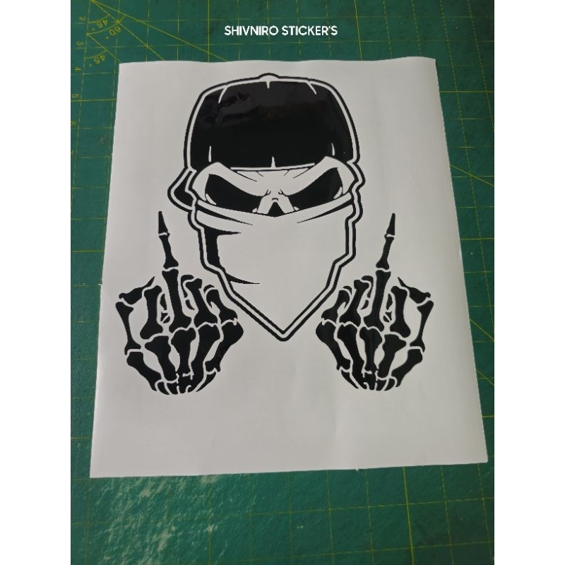 03-STICKER CUTTING SKELETON MIDDLE FINGER STICKER FOR CAR MIRROR ...