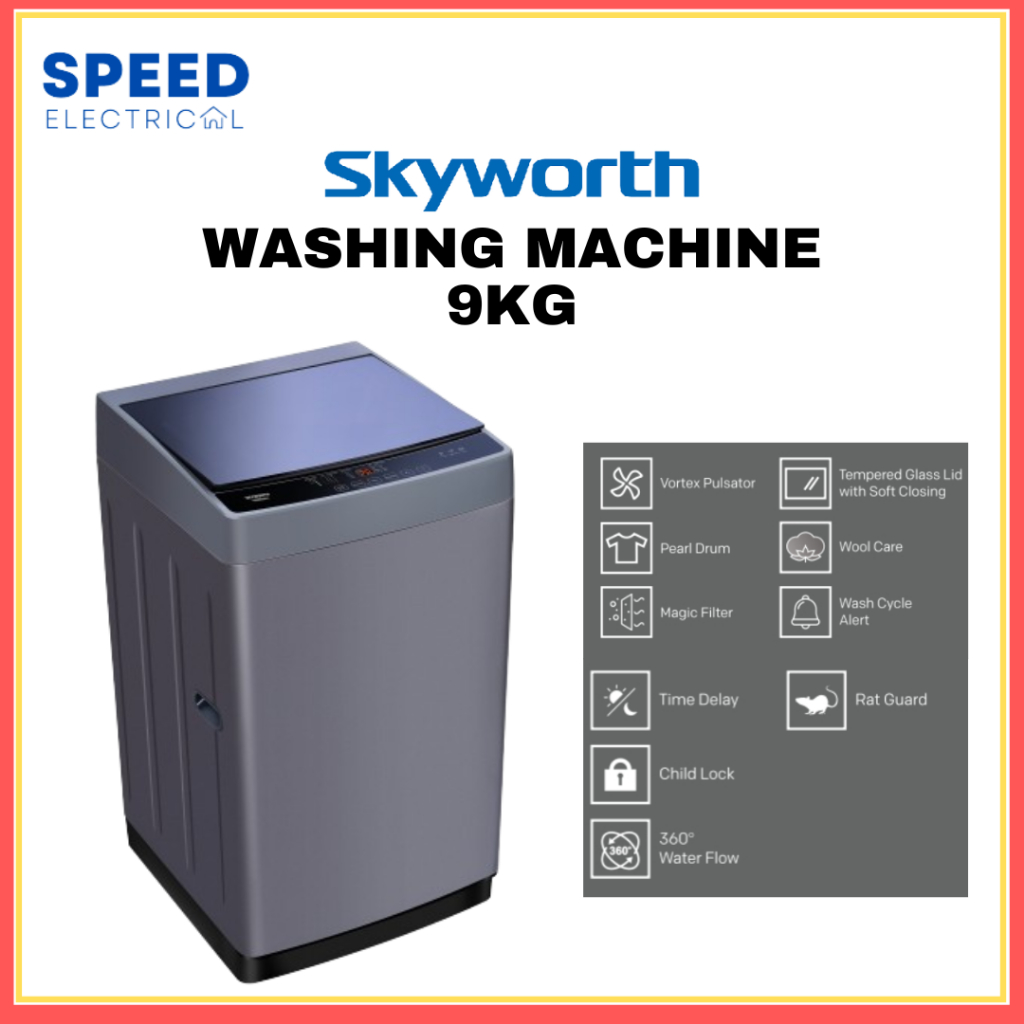 [SABAH ONLY] SKYWORTH 9KG WASHING MACHINE FULLY AUTO T90M26NJ MESIN ...