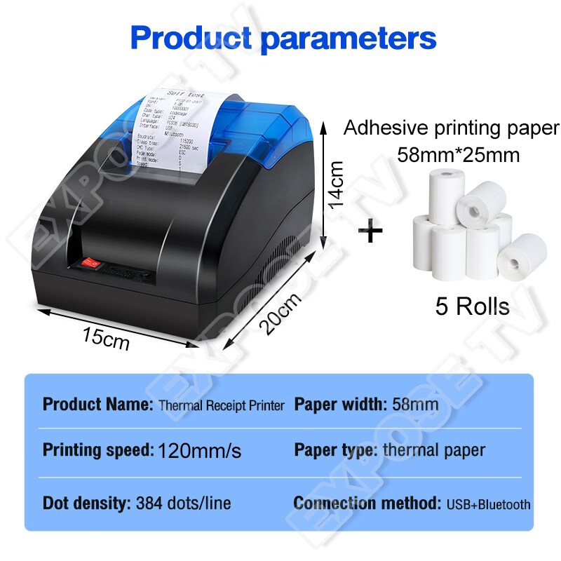 EXPOSE Printer wireless Mini Portable Thermal Printer Payhere POS ...