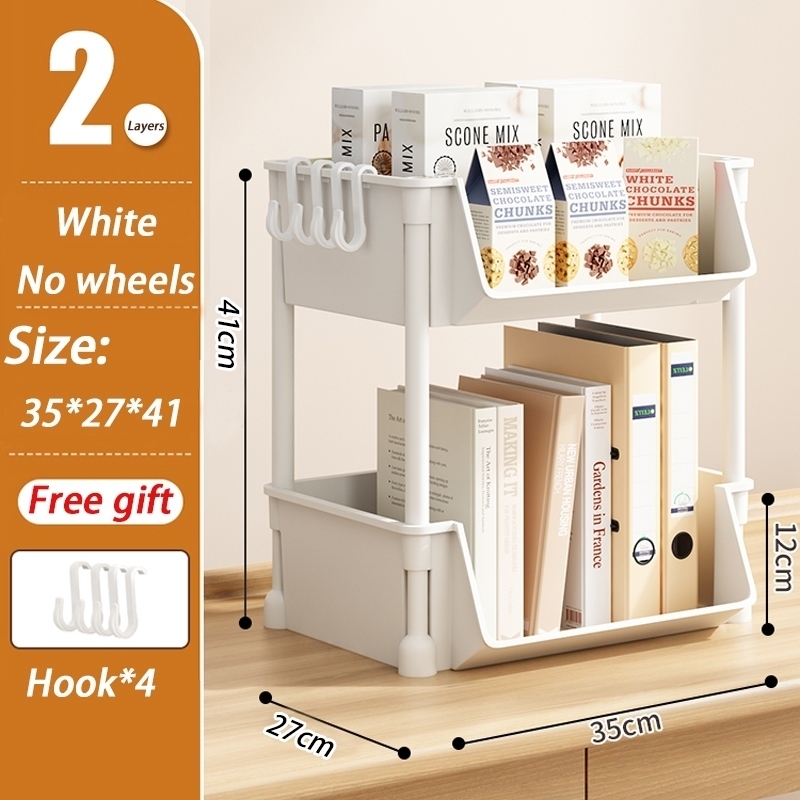 Multi-Layer Storage Rack With Wheels Movable Book Shelf Rack Household ...