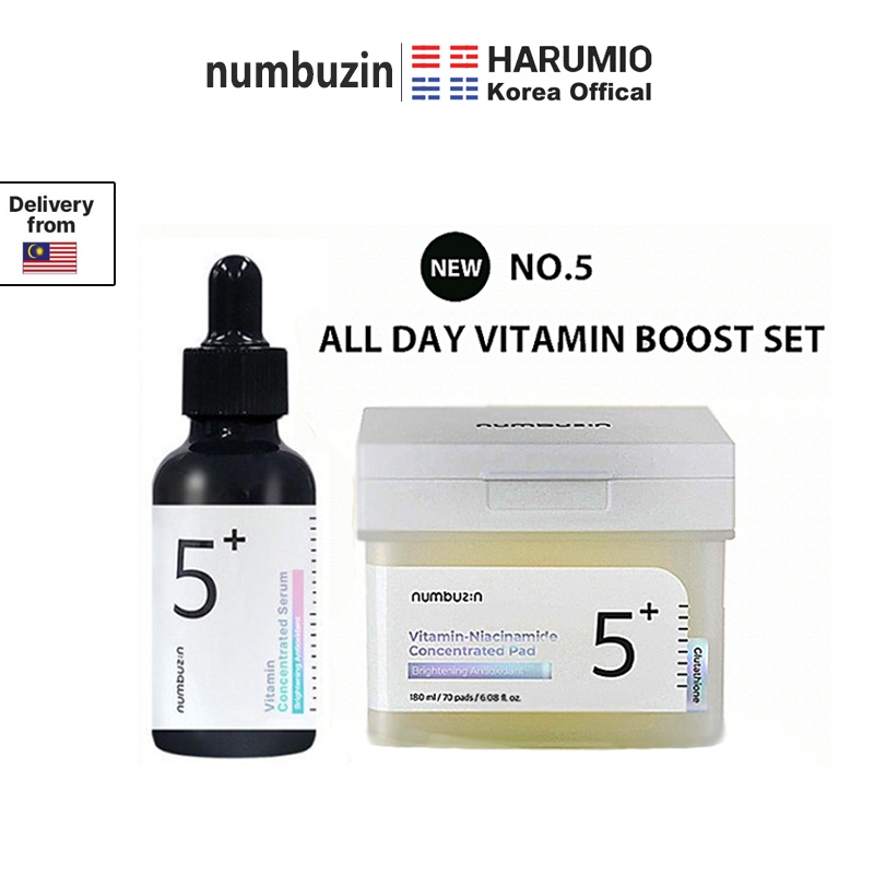 [numbuzin All Day Vitamin Boost set] NUMBUZIN No.5 Glutathione Vitamin Concentrated Serum 30ml ...