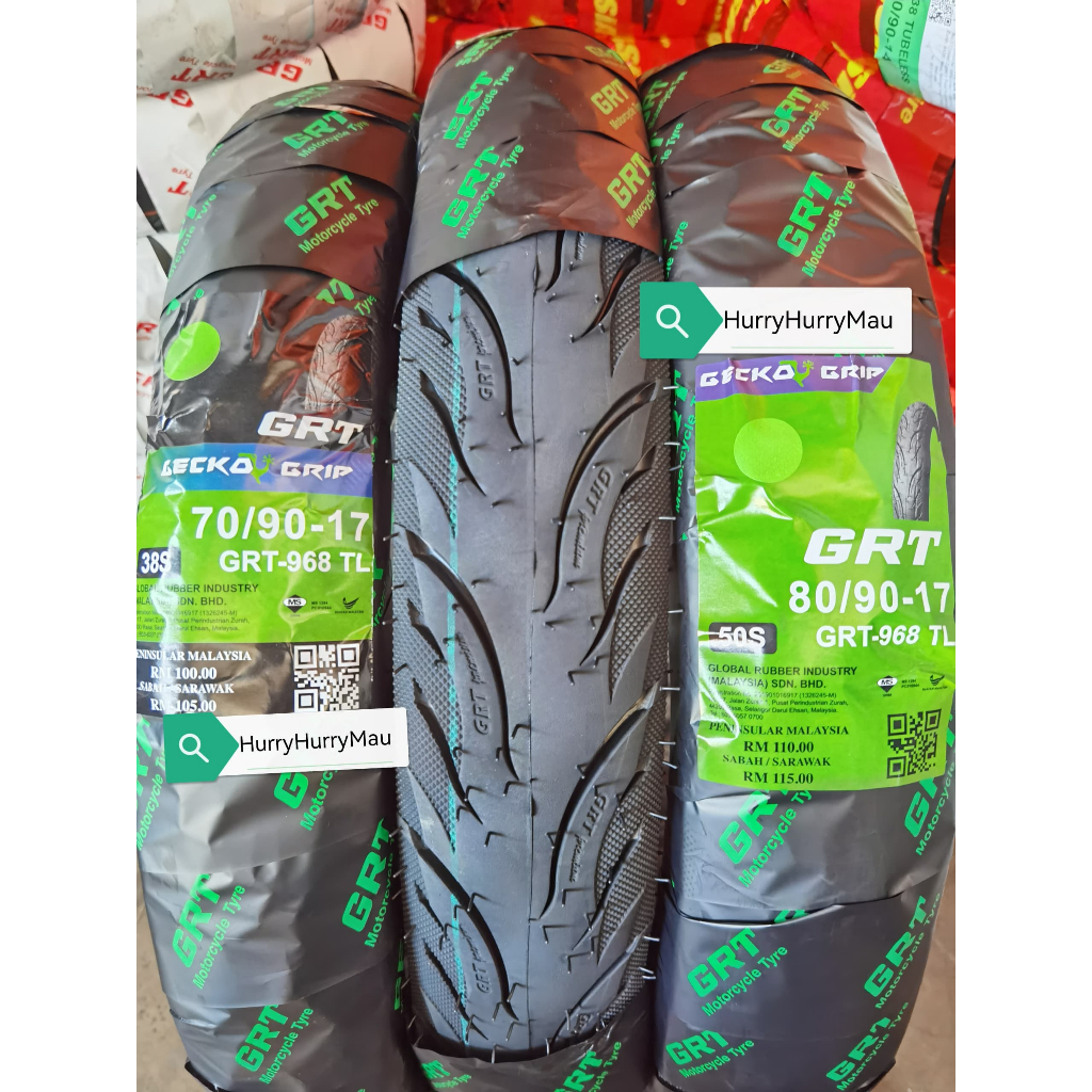 Asia Bunga Gecko GRT968 (70/90-17 / 80/90-17) Tubeless Tyre (Tayar ...