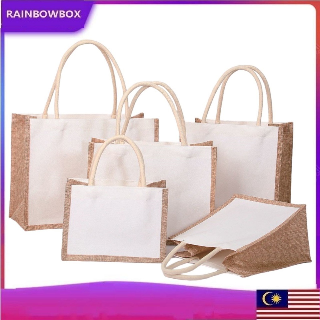 Muji Self Printing Logo Drawing Reusable Burlap Tote with Handle ...