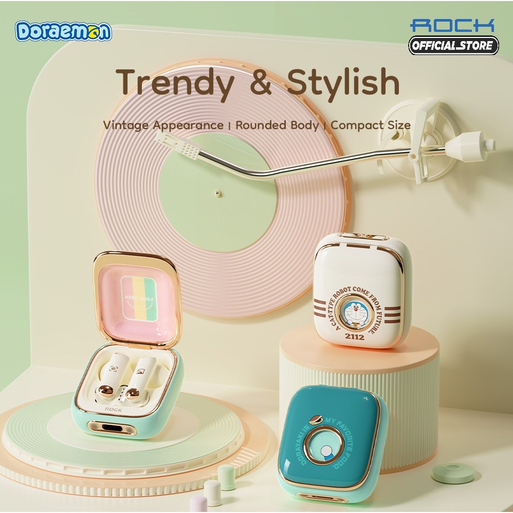 ROCK Doraemon Stereo TWS Wireless Retro Earbuds Bluetooth 5.3 | IPX4 ...