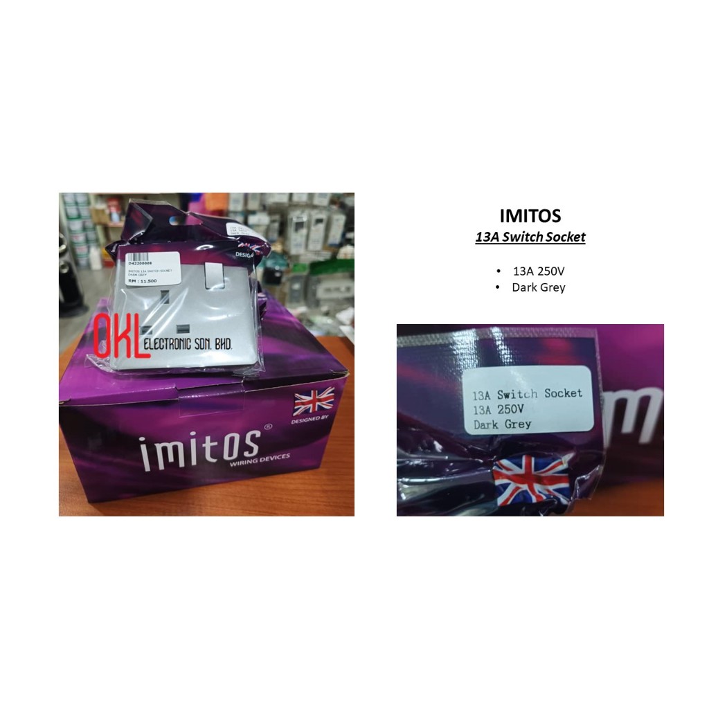 IMITOS 13A SWITCH SOCKET - DARK GREY | Shopee Malaysia