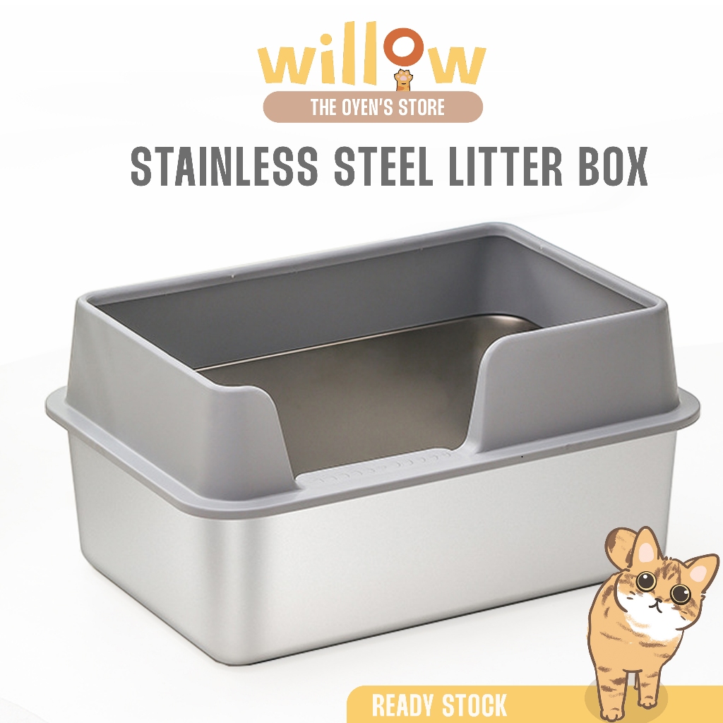 [WILLOW PET] Stainless Steel Litter Box with frame Cat litter box ...