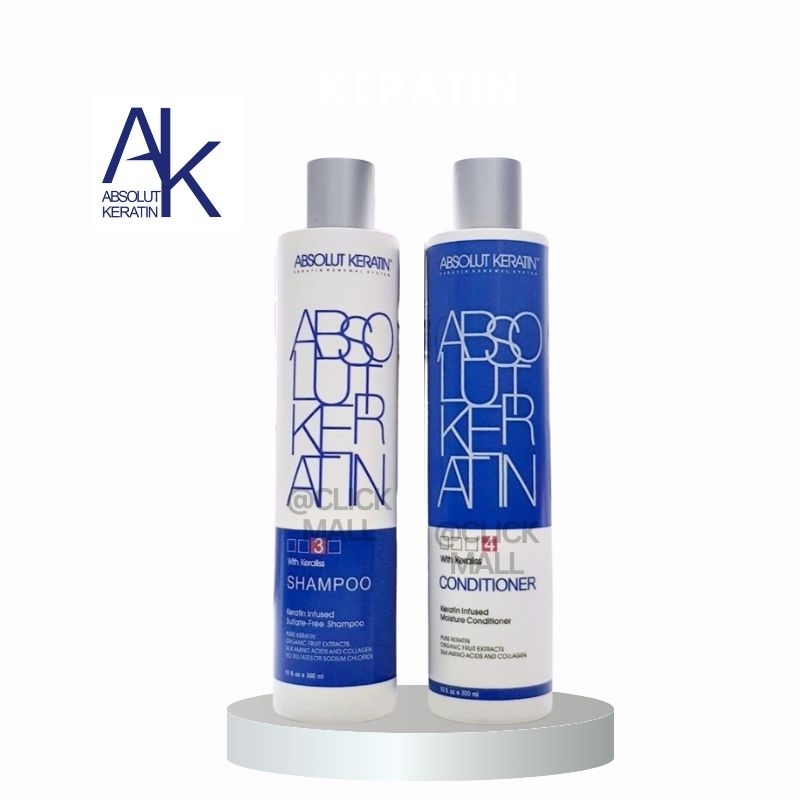 ABSOLUT Keratin Smooth Shampoo & Conditioner 300ML Sulfste-Free 100% ...