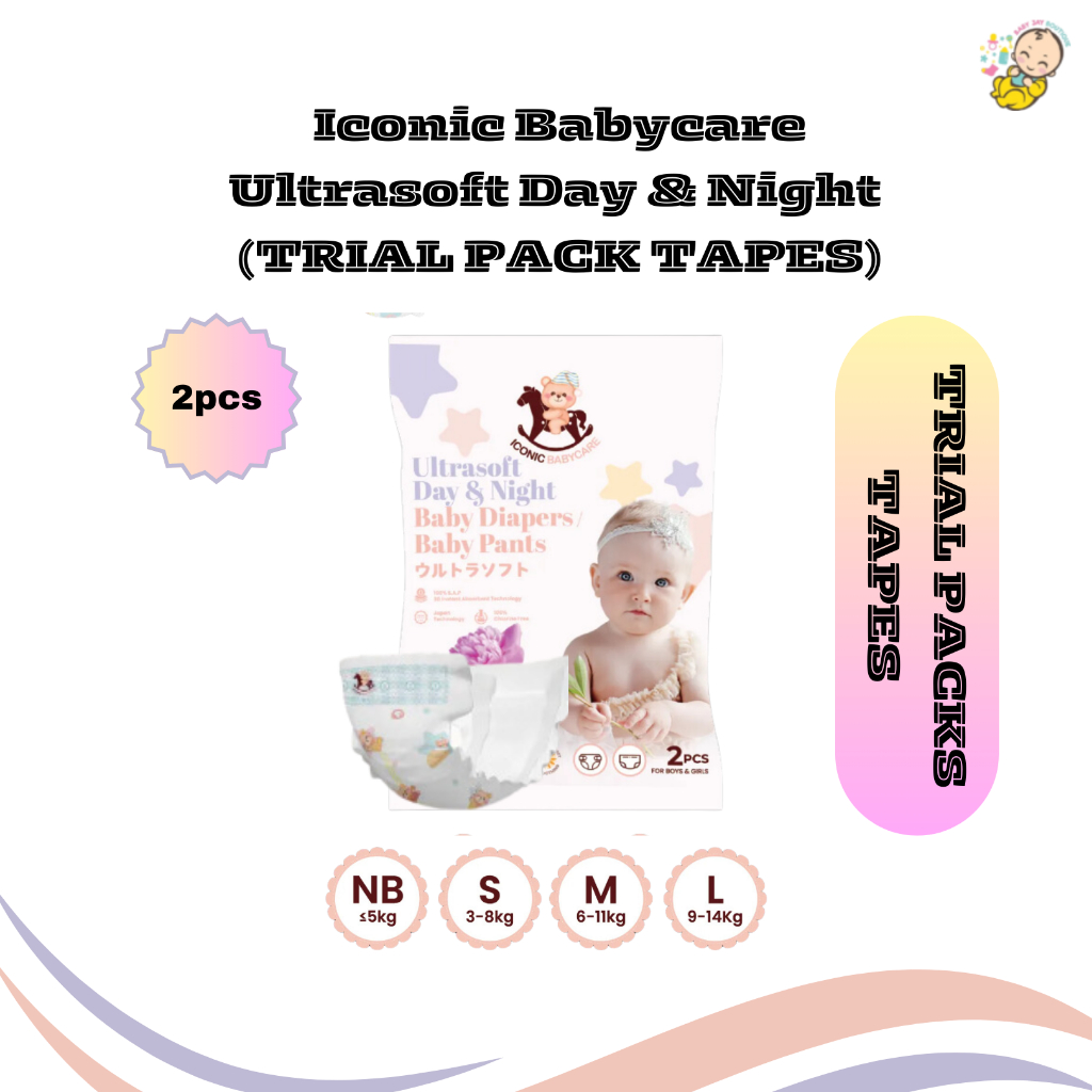 [Trial Pack Tape] Iconic Babycare Ultrasoft Day & Night Baby Diapers ...