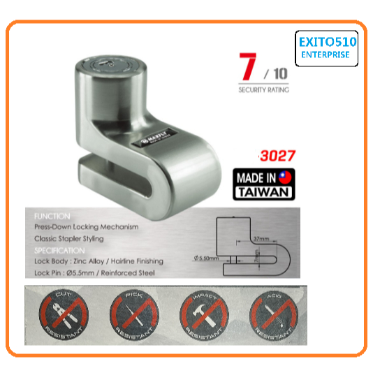 🔥 MOTORCYCLE DISC LOCK HEAVY-DUTY STAINLESS STEEL/DECO DISC BRAKE LOCK ...