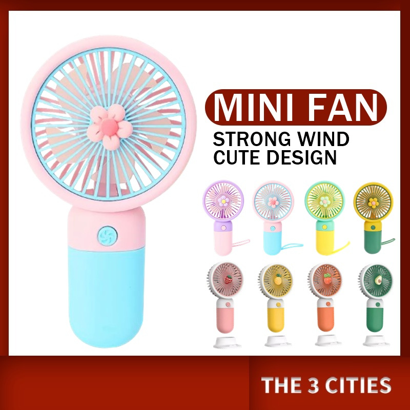 YM88146A Fruit Fresh Fan Hand Held With Stand Base YM88146B Flower Cute ...