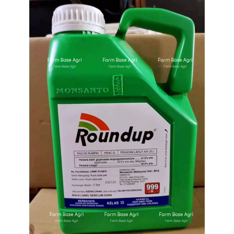 4L Roundup round up Monsanto Glyphosate 41% Weed Killer (Racun Rumput ...