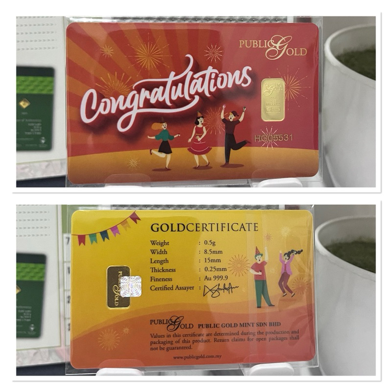 Gold Bar Public Gold 0.5g Congratulations | Shopee Malaysia