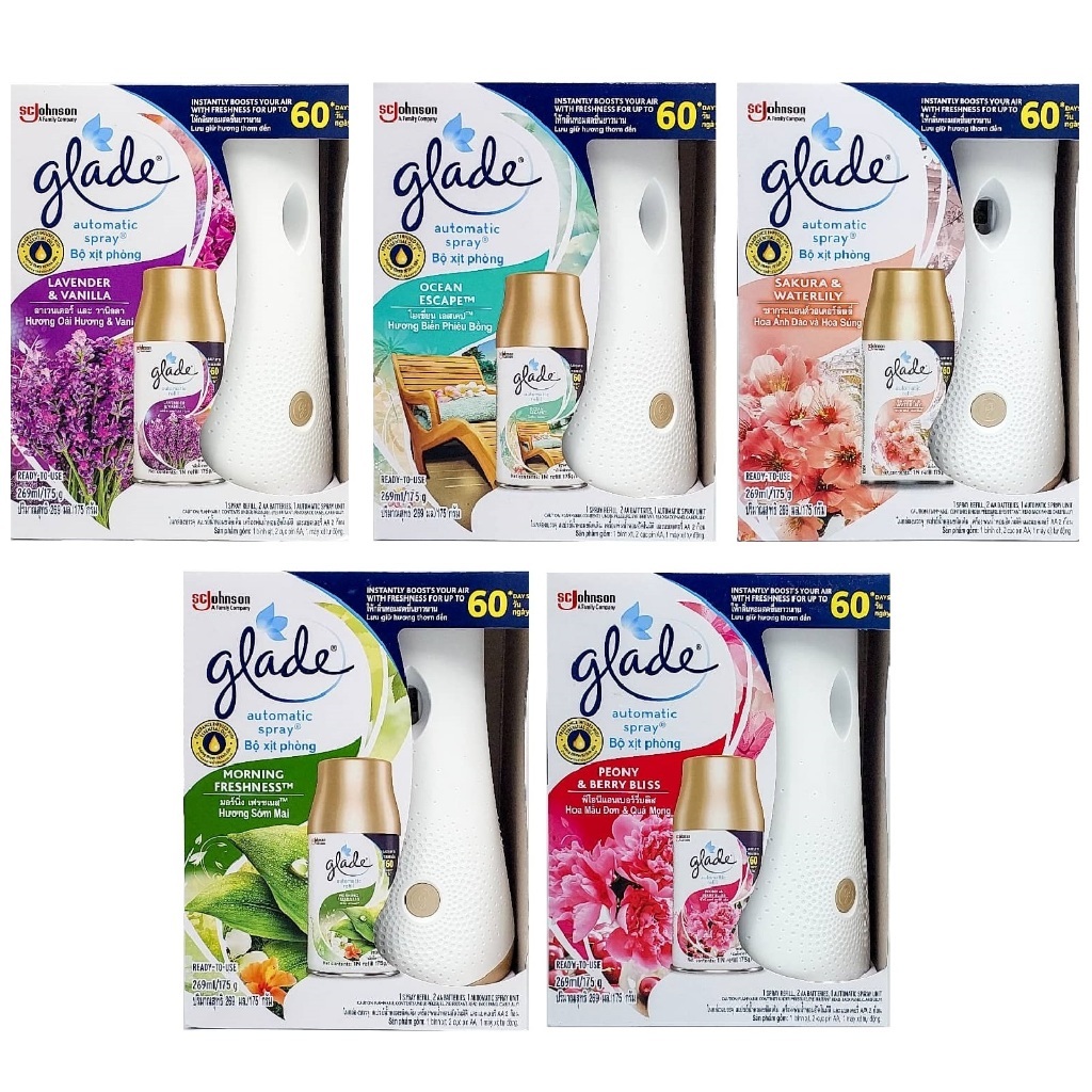 GLADE AUTOMATIC SPRAY SET 269ml/175g [1 SPRAY REFILL, 2 AA BATTERY, 1 ...