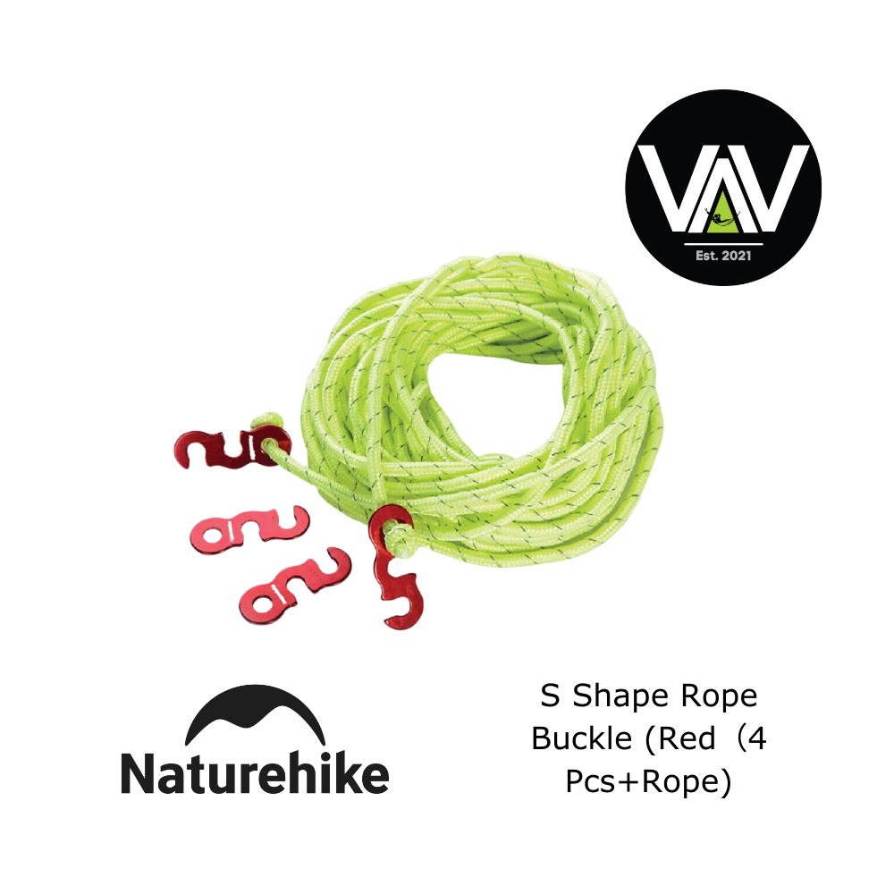 Naturehike S shape rope buckle with 4 (12M) Reflective Guyline / Wind ...