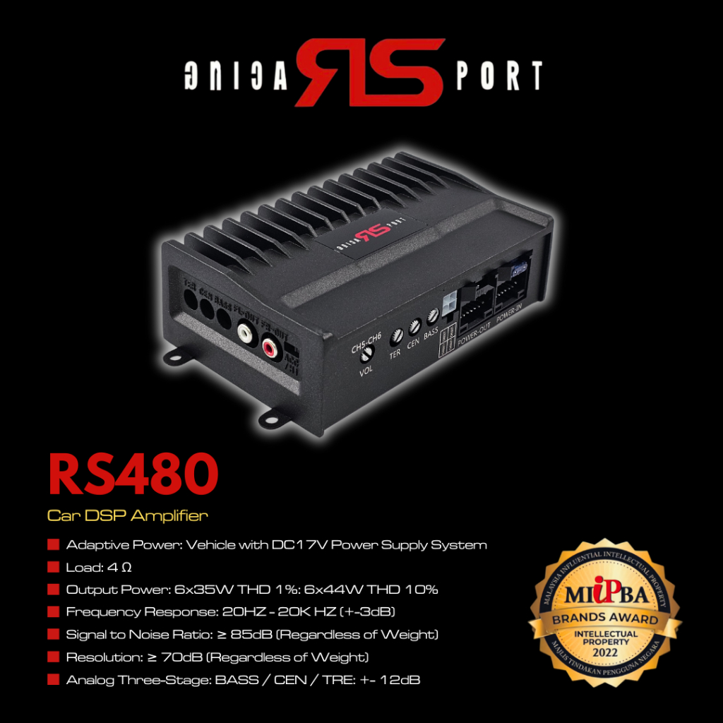 RS RACING SPORT (RS-480) DSP Amplifier (Digital Sound Processor) Android Player Car Audio ...