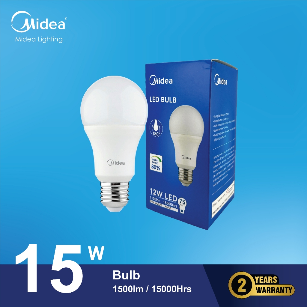 Midea Lighting A60 Round Bulb (15W) | Shopee Malaysia