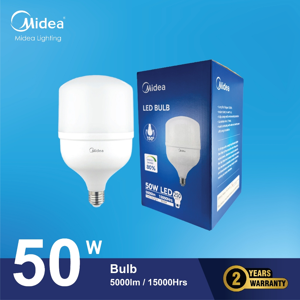 Midea Lighting T140 High-Power Bulb E27 White 6500K Daylight (50W ...