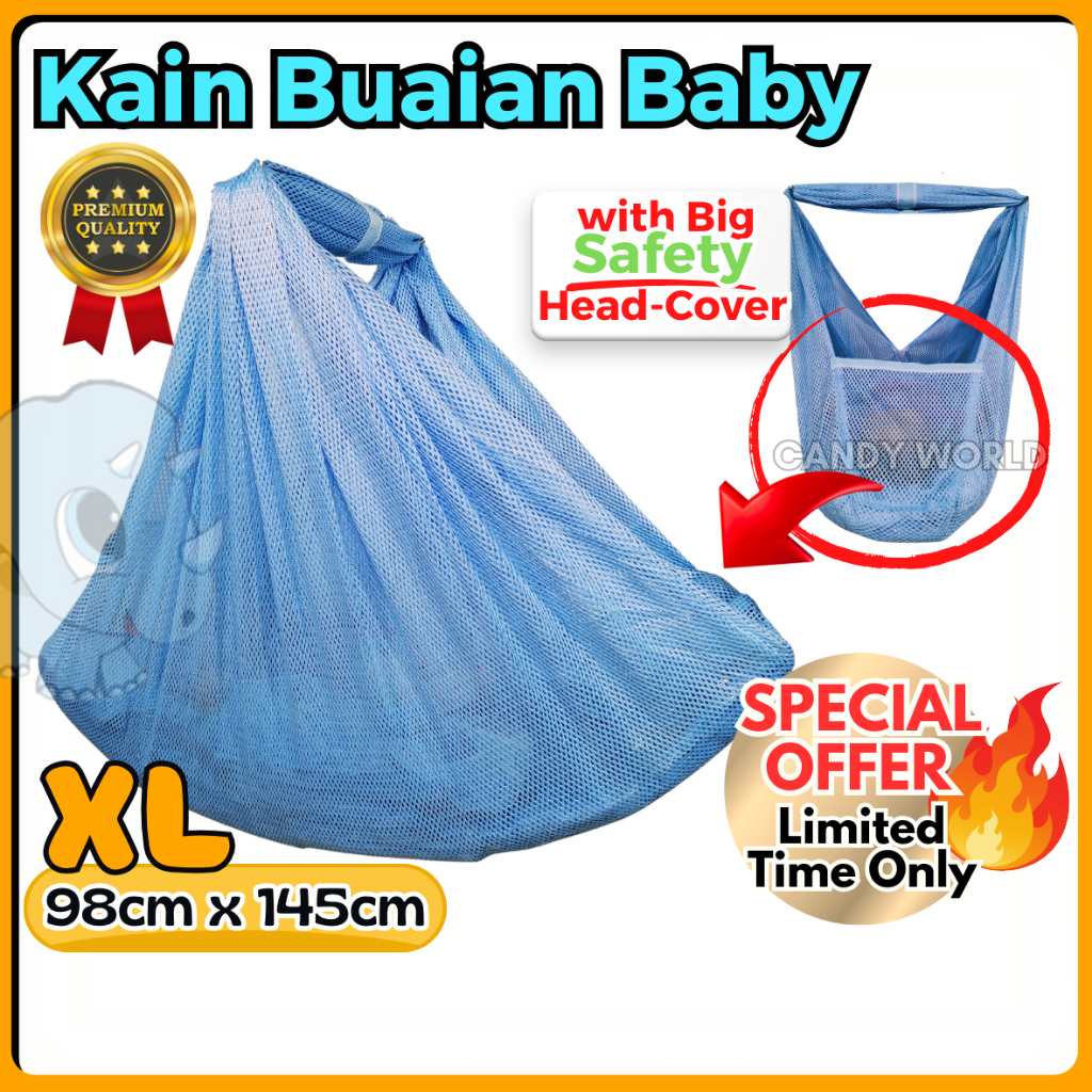 CANDY WORLD XL Kain Buaian Baby Cradle Net Kain Buaian Bayi Spring Cot ...
