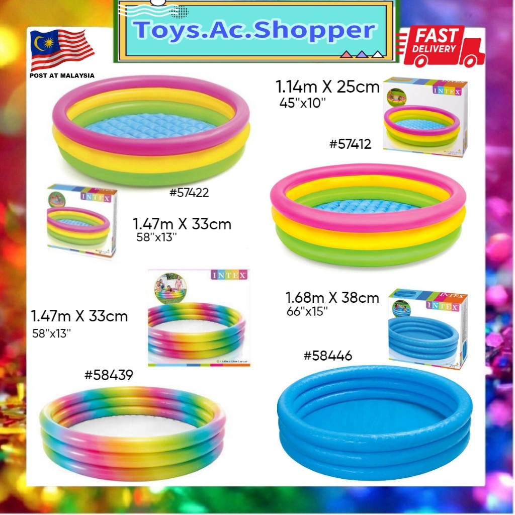 Intex Children 's Swimming Pool Rainbow Ombre Pool 57422/57412/58439 ...