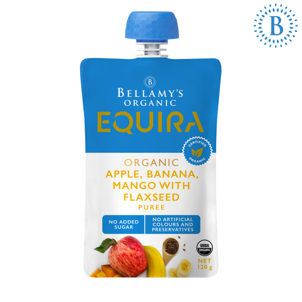 Bellamy's Organic EQUIRA Apple, Banana, Mango with Flaxseed Puree Pouch ...