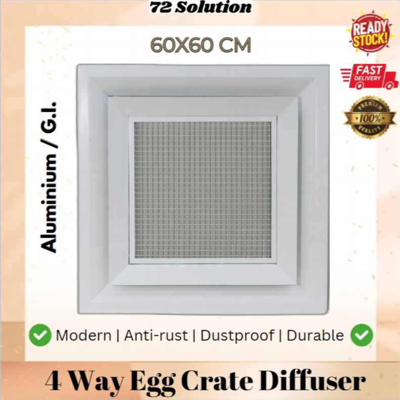 Galvanized Iron / Aluminium 4-Way Egg Crate Ceiling Diffuser (24'' x 24 ...