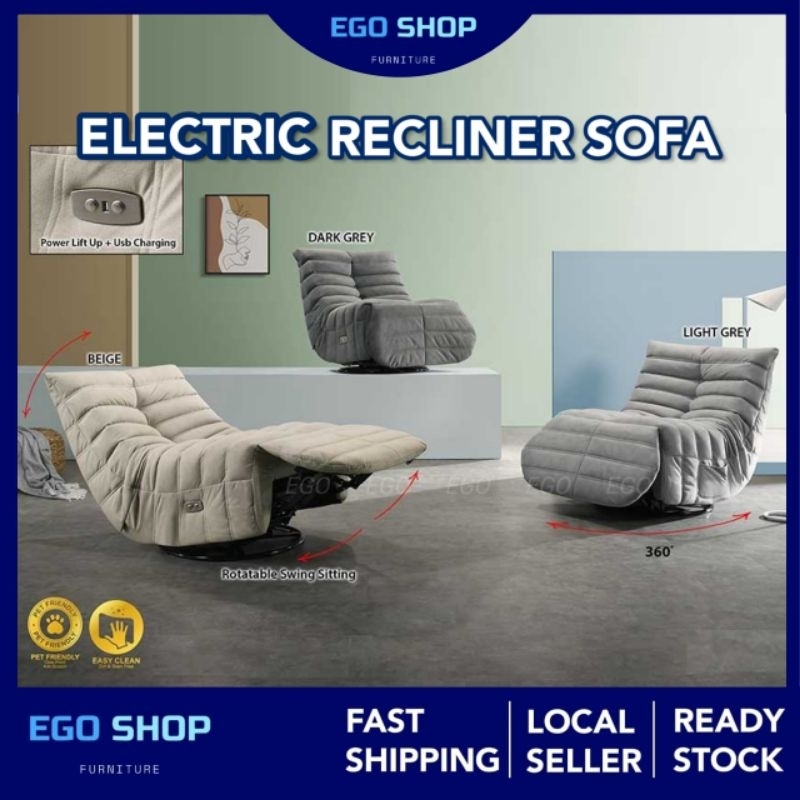 EGO 360 DEGREE SWIVEL 1 SEATER RECLINER SOFA / ROCKING CHAIR / RELAX ...