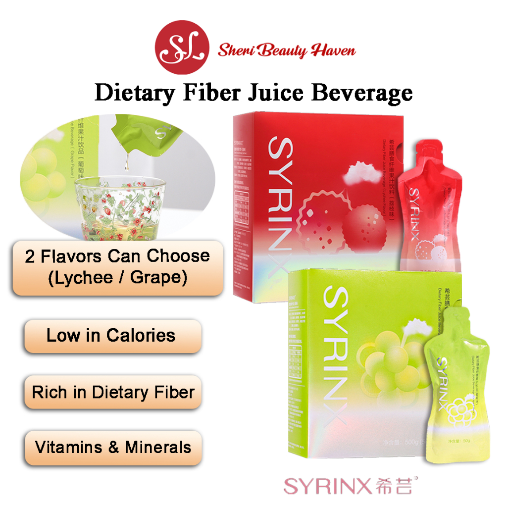 Syrinx Dietary Fiber Juice Beverage (Lychee, Grape Flavor) 10 Sachets ...