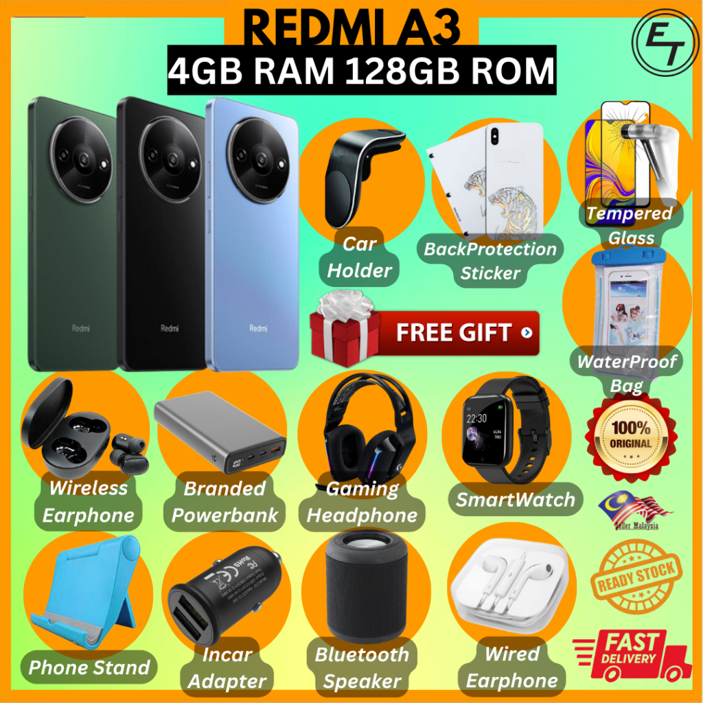 🔥REDMI A3🔥【3GB RAM 64GB/4GB RAM 128GB ROM】🎁Free Gift 🎁 MySet🔥NEW MODEL🔥 ...