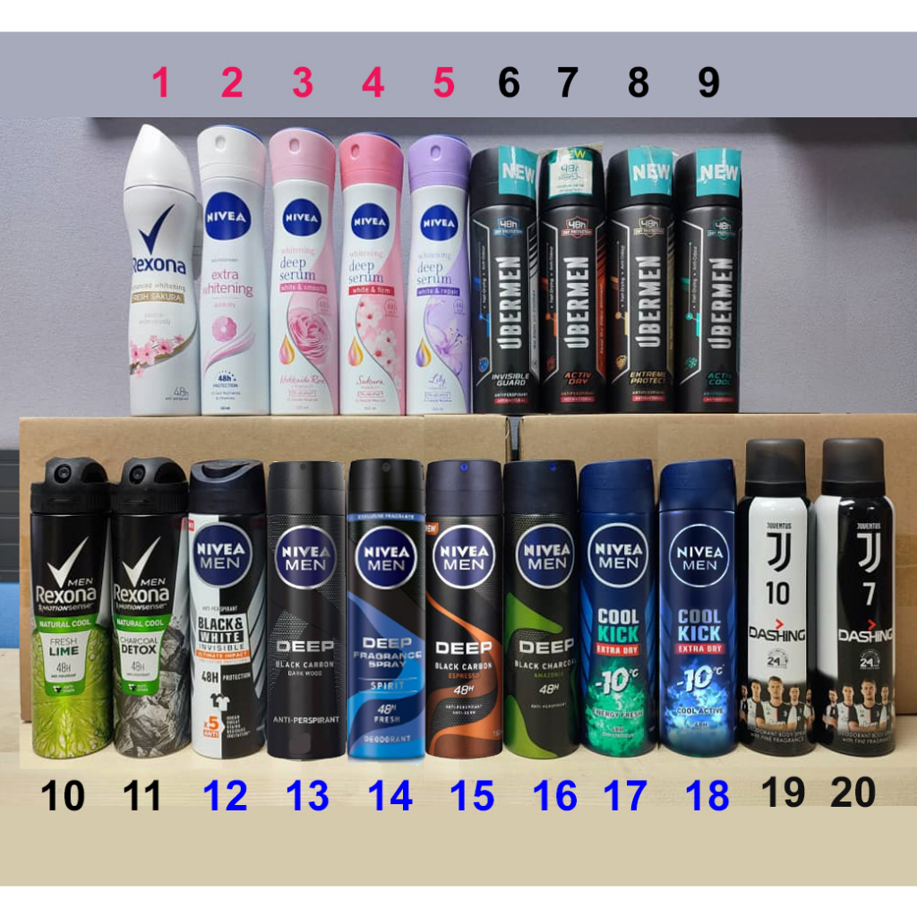 DEODORANT SPRAY NIVEA MEN / NIVEA WOMEN / UBERMEN / REXONA / DASHING ...