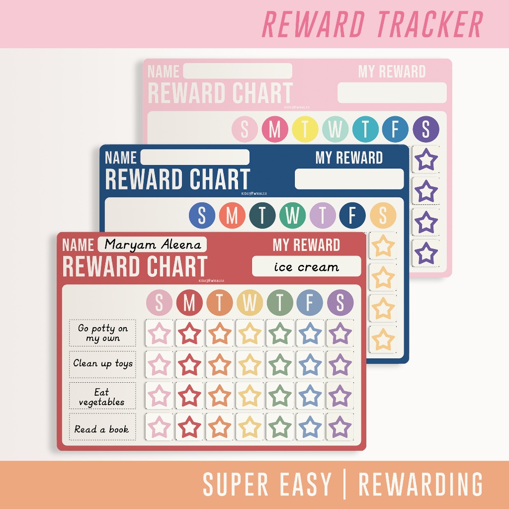 Kids Reward Tracker Reward Chart Reward Sticker Daily Routine Rutin ...