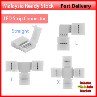 2 Pin 4 Pin LED Strip Connector 8MM, 10MM T & L & X Shape For RGB SMD 5050 2835 LED Strip Light ...