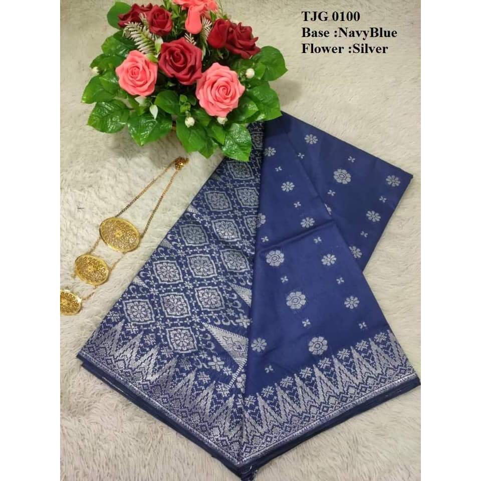 SONGKET BUNGA TANJUNG KOLEKSI BIRU | Shopee Malaysia